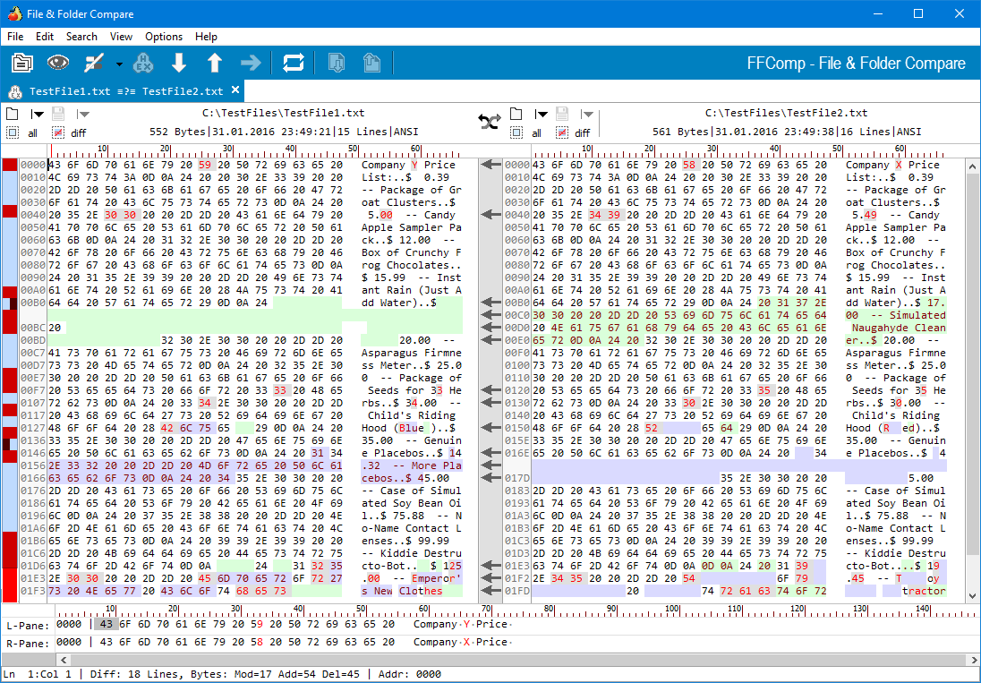 Screenshots of FFComp - File & Folder Compare